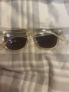 Accessories | Clear Frame Sunglasses With Purple Mirrored Lenses | Poshmark